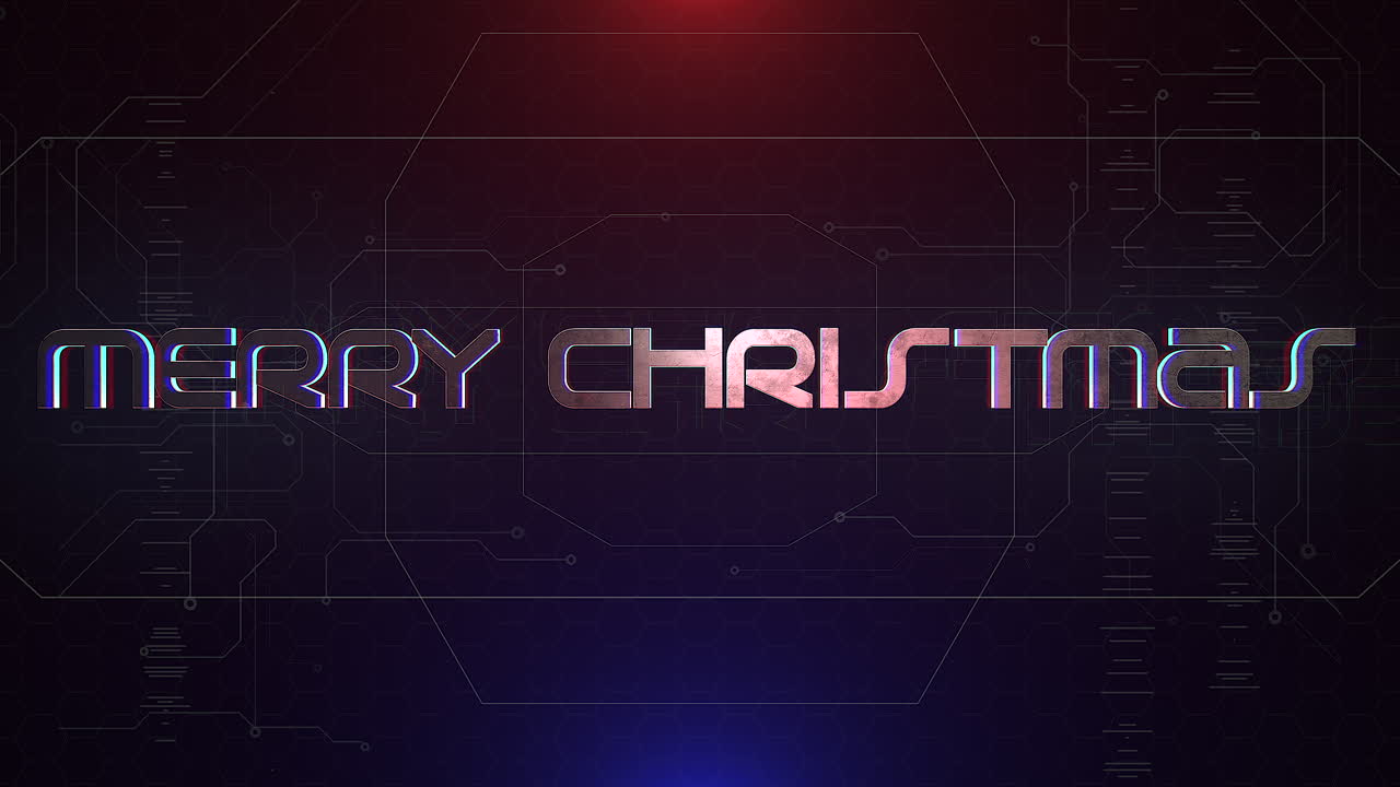 Premium stock video - Merry christmas with cyberpunk matrix and neon ...