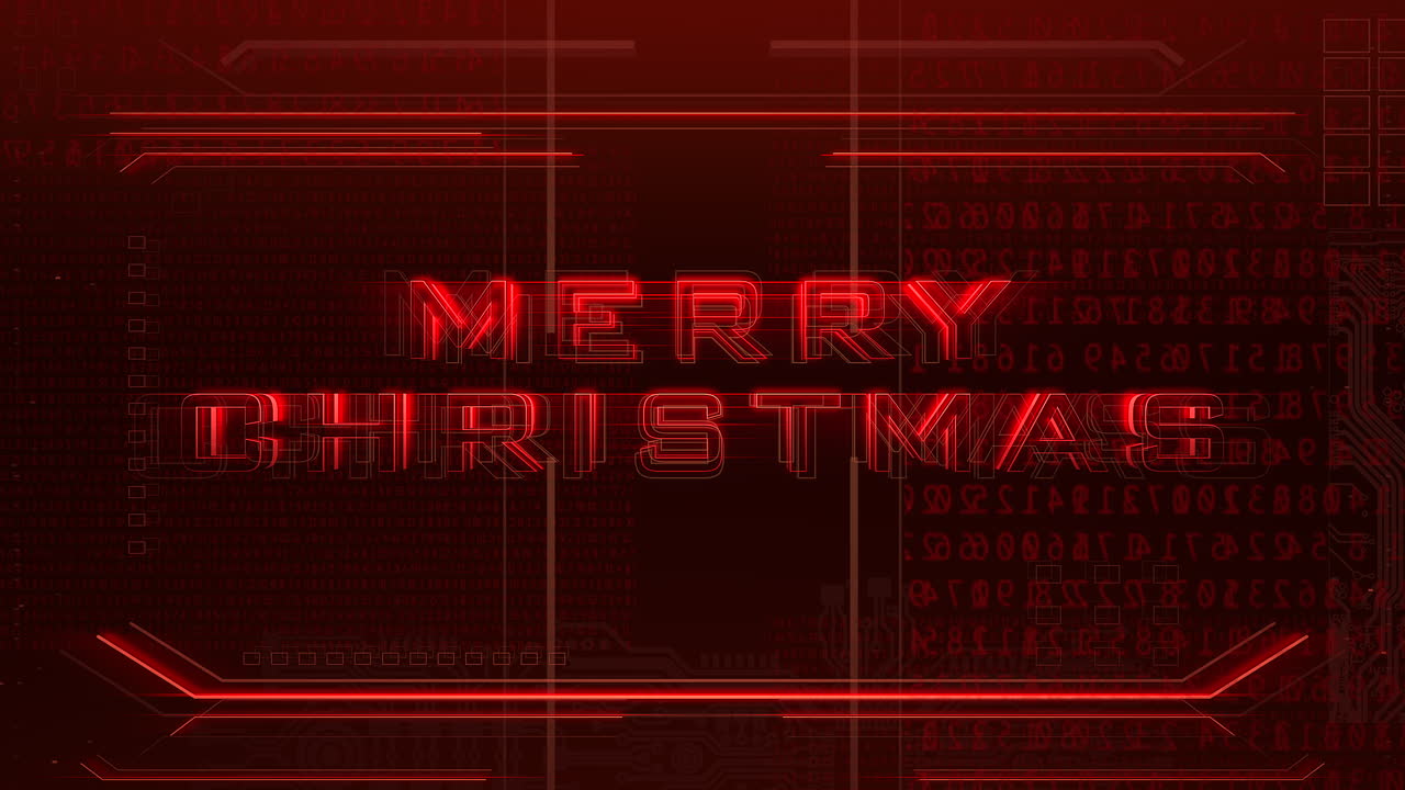 Premium stock video - Merry christmas with cyberpunk matrix and neon ...