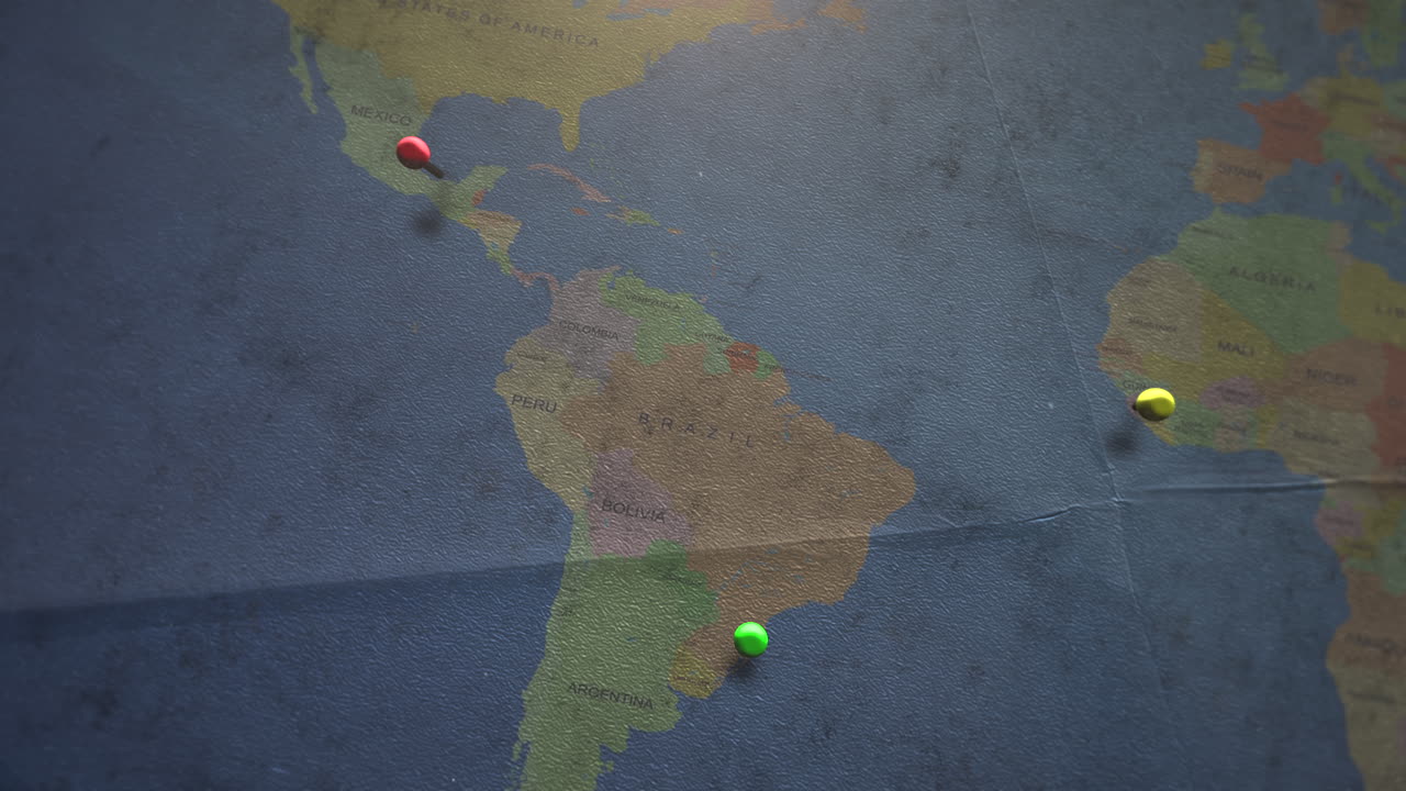 Premium stock video - World map with point of visit