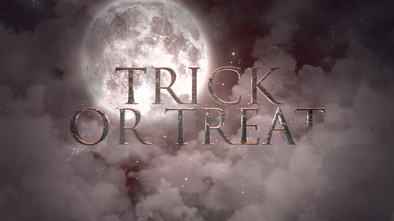 Premium stock video - Trick or treat with big moon and mystical clouds ...
