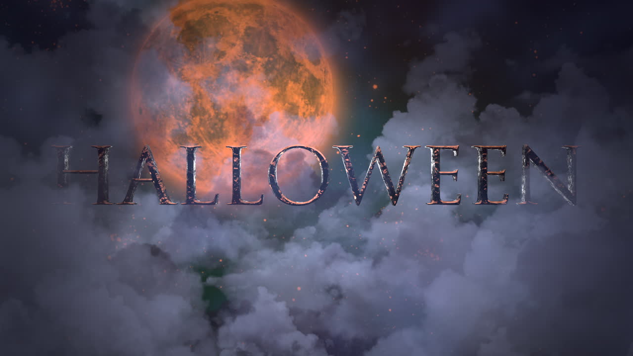 Premium stock video - Halloween with big moon and mystical clouds in ...