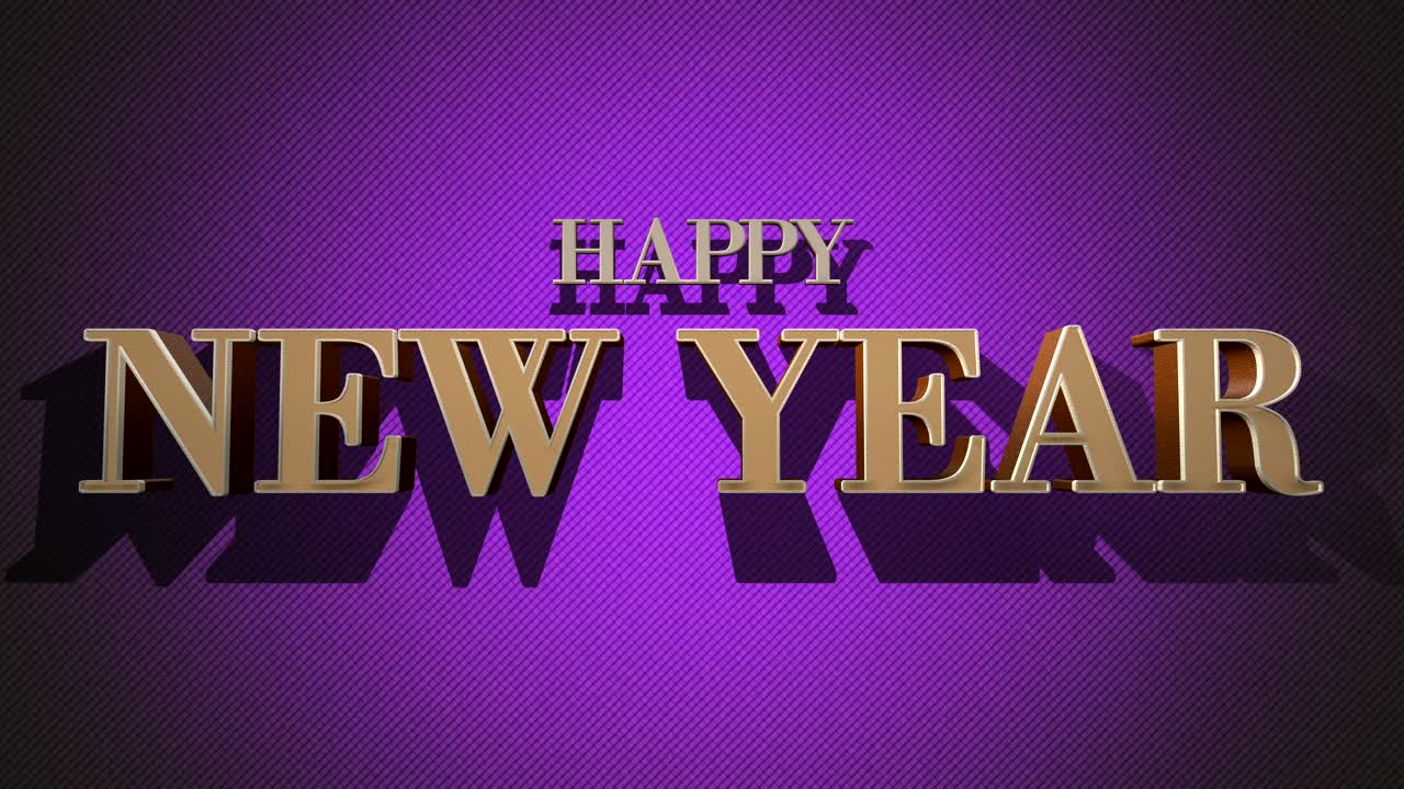Premium stock video - Retro happy new year text on purple grunge texture 1