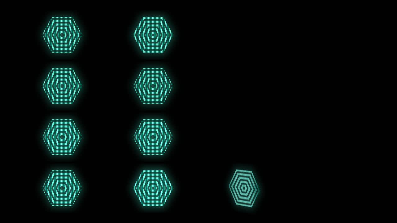 Premium stock video - Hexagons pattern with pulsing neon green led light 3