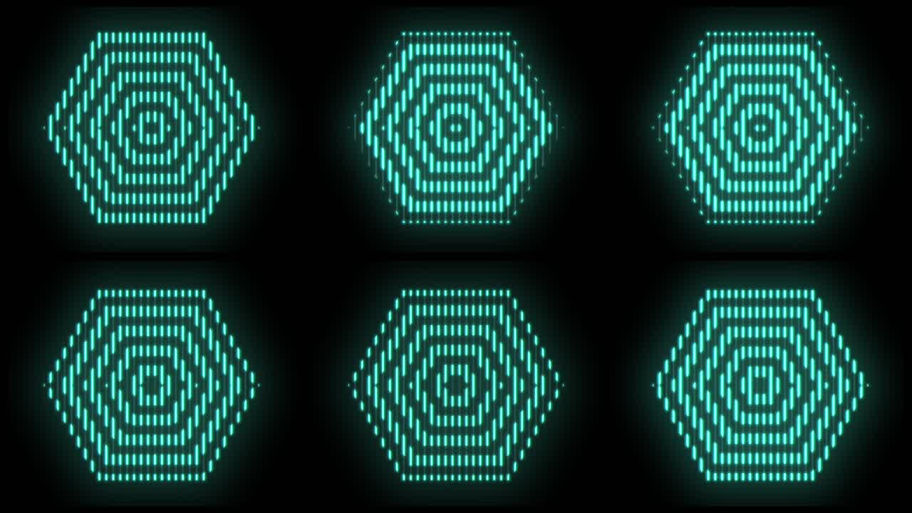 Premium stock video - Hexagons pattern with pulsing neon green led light 4