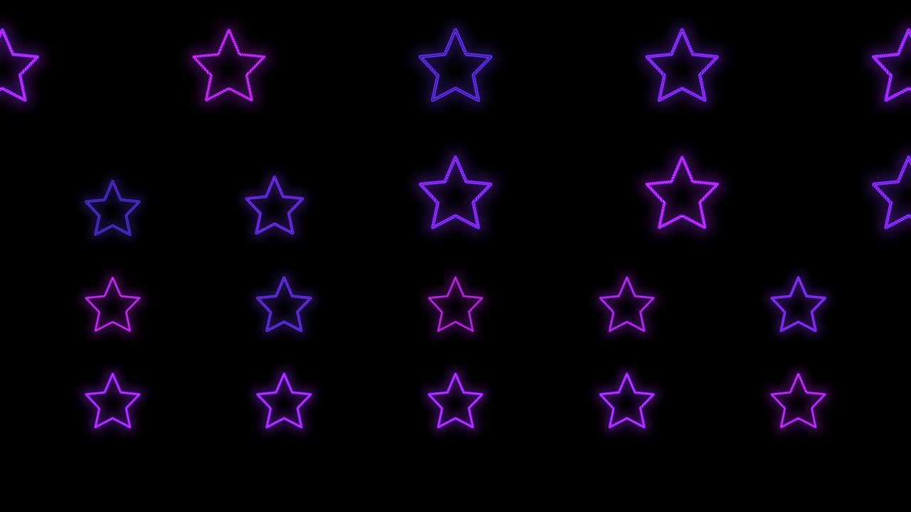 Premium stock video - Pulsing neon purple stars pattern in rows 1