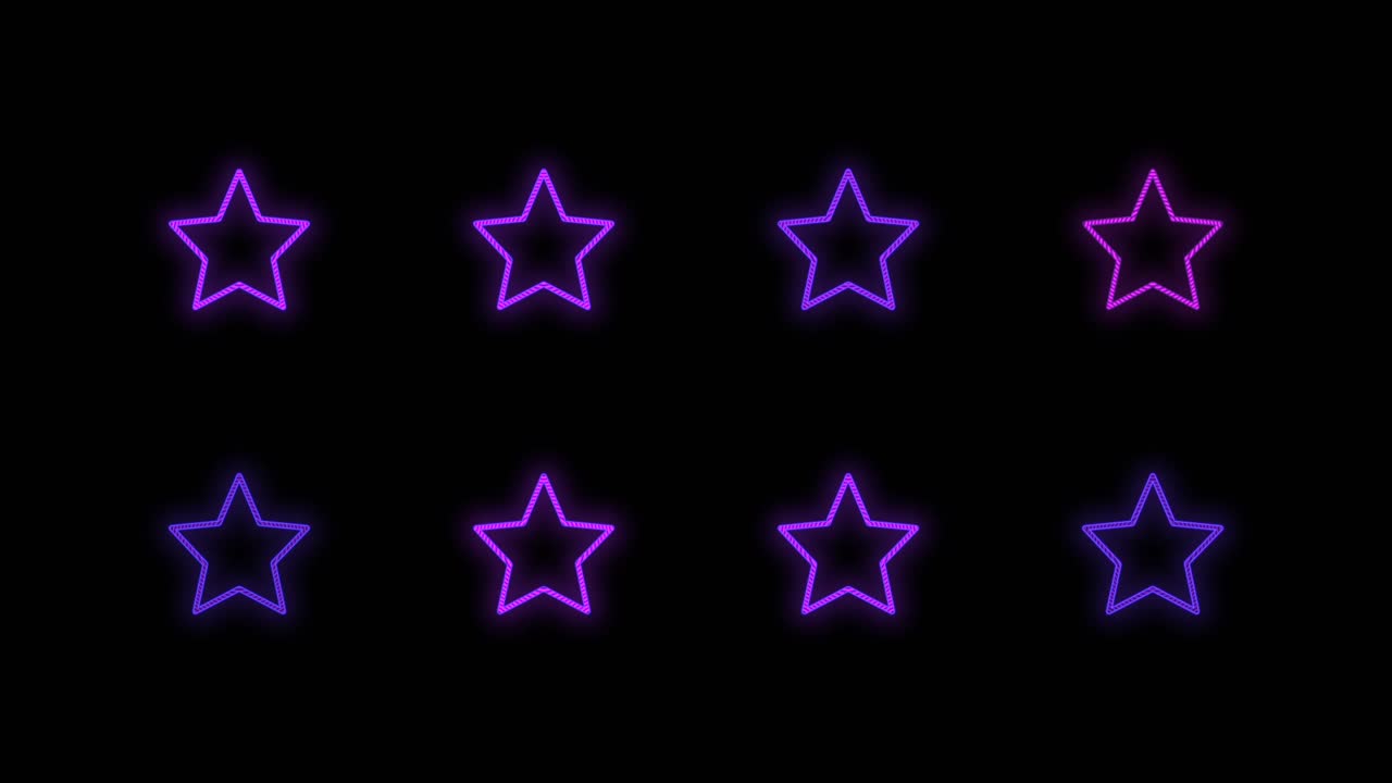 Premium stock video - Pulsing neon purple stars pattern in rows 3