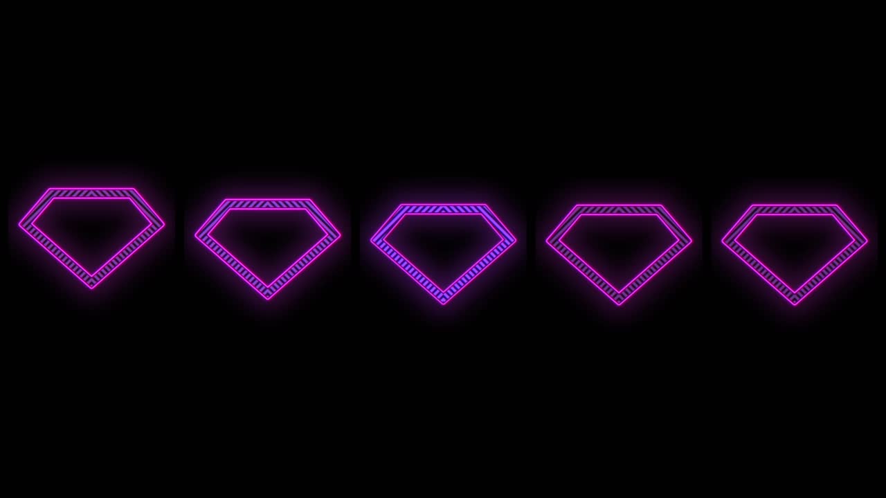 Premium stock video - Pulsing neon purple diamonds pattern in rows 3