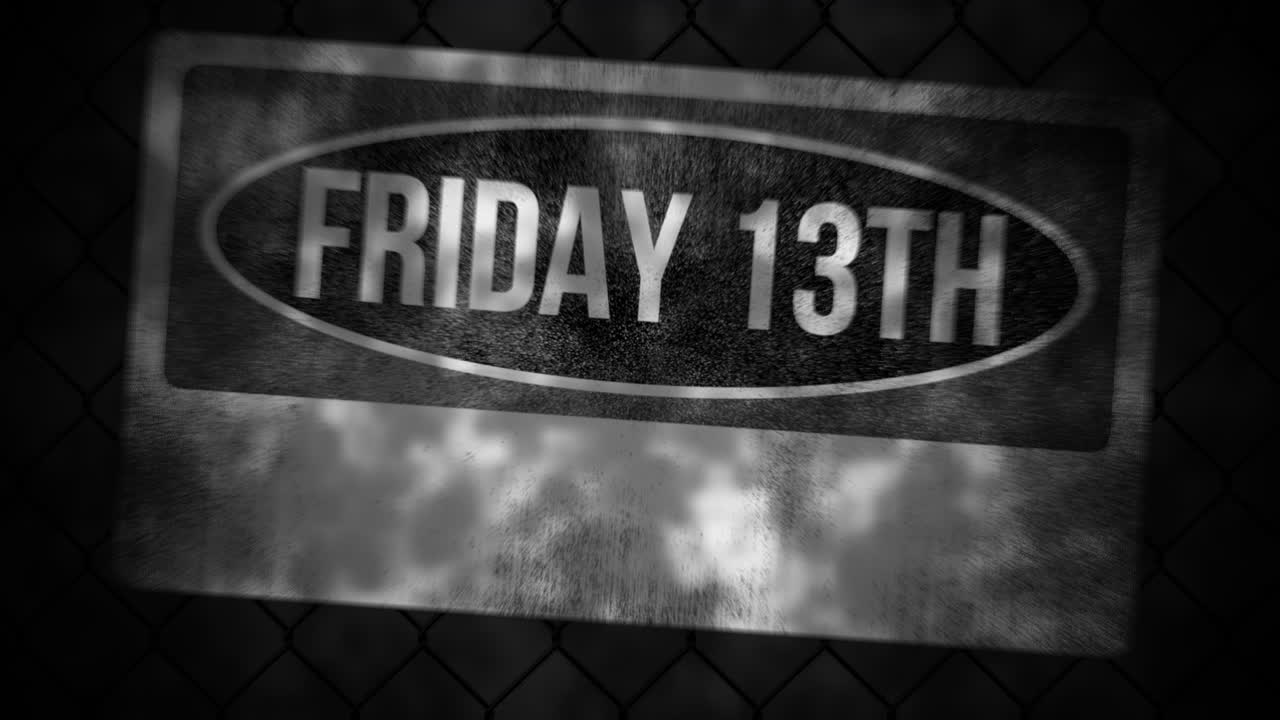 Premium stock video - Friday 13th on warning sign