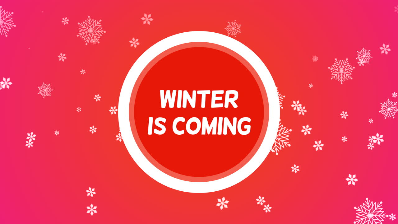 Premium stock video - Winter is coming with fall snowflakes on red gradient