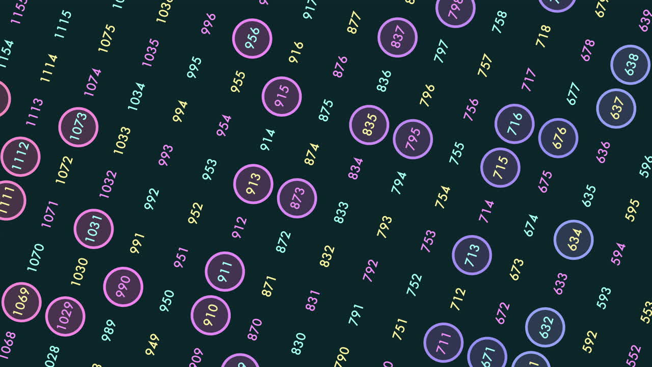 Premium stock video - Matrix pattern with neon numbers on black space