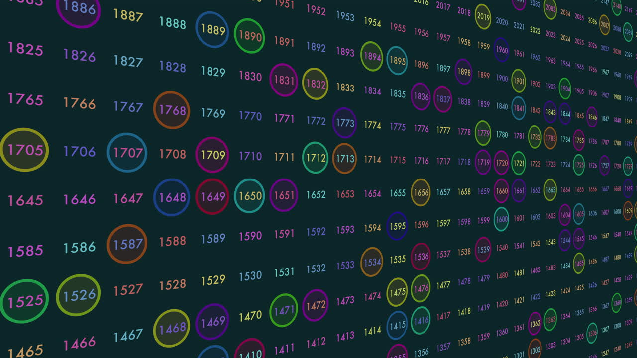 Premium stock video - Numbers rows with neon color on black gradient 3