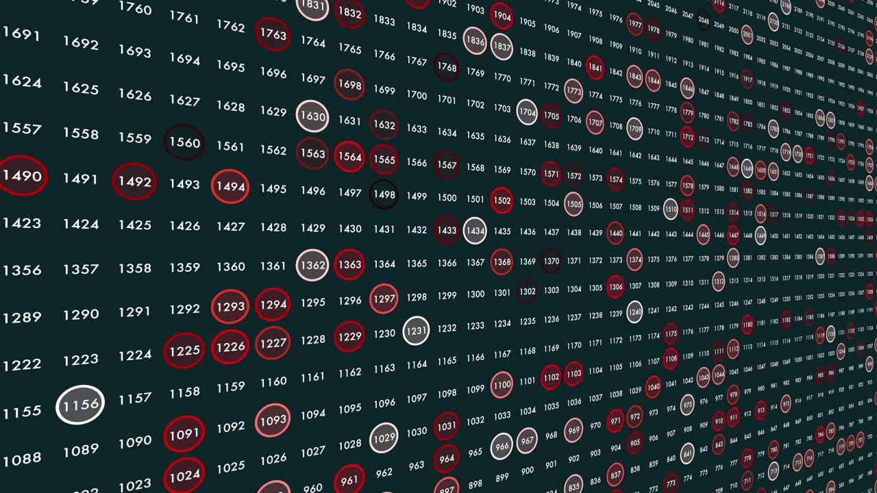 Premium stock video - Numbers rows with neon color on black gradient 4