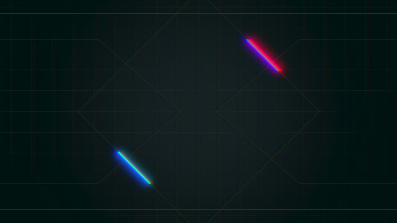 Premium stock video - Digital computer screen with neon lines and grid 1