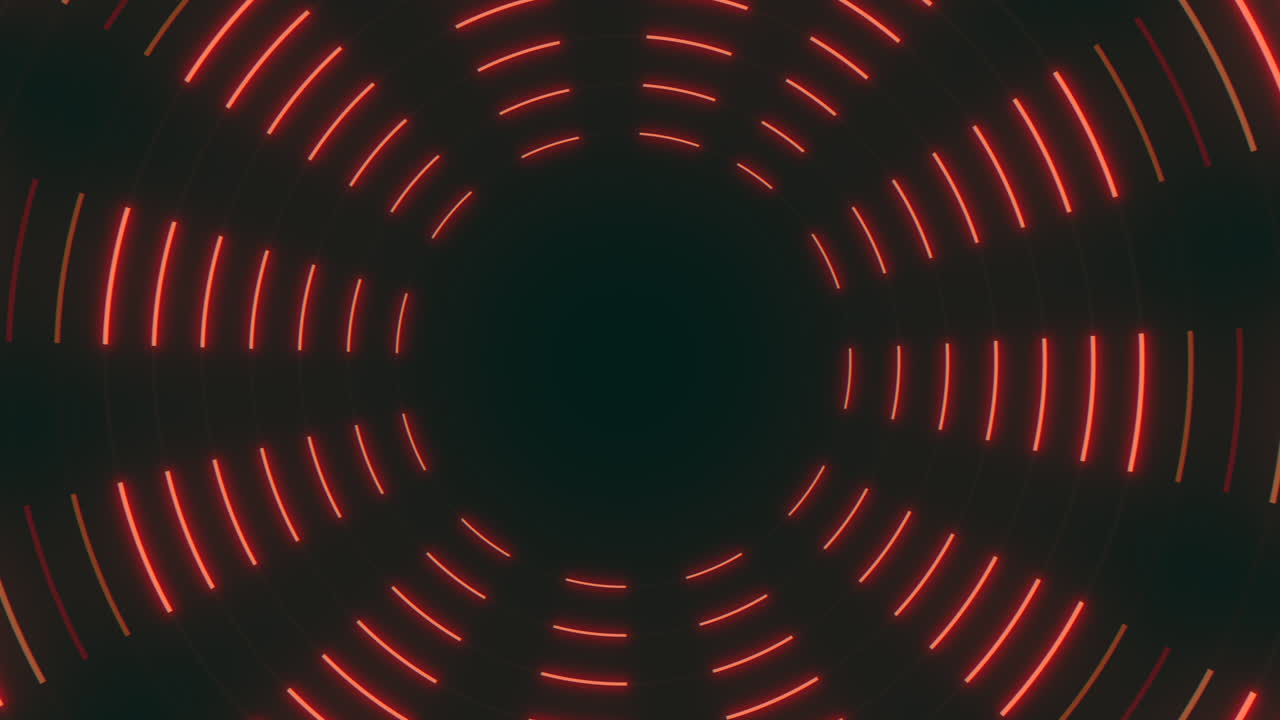 Premium stock video - Red neon lines in circles on black gradient