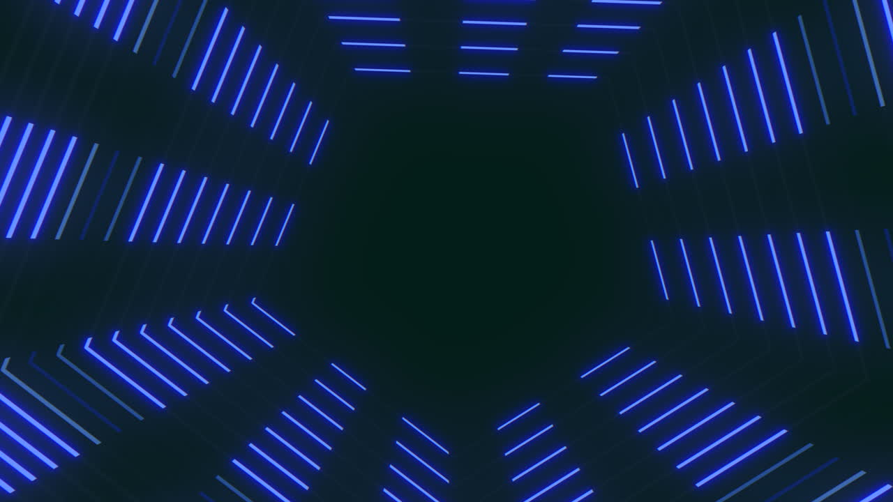Premium stock video - Blue neon lines in hexagons on black gradient