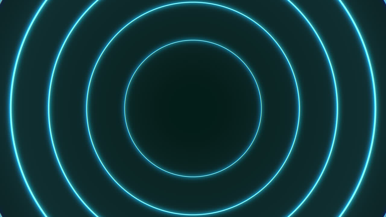 Premium stock video - Blue neon circles in vertigo on black gradient