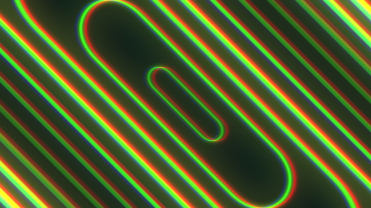 Premium stock video - Yellow neon lines in vertigo on black gradient