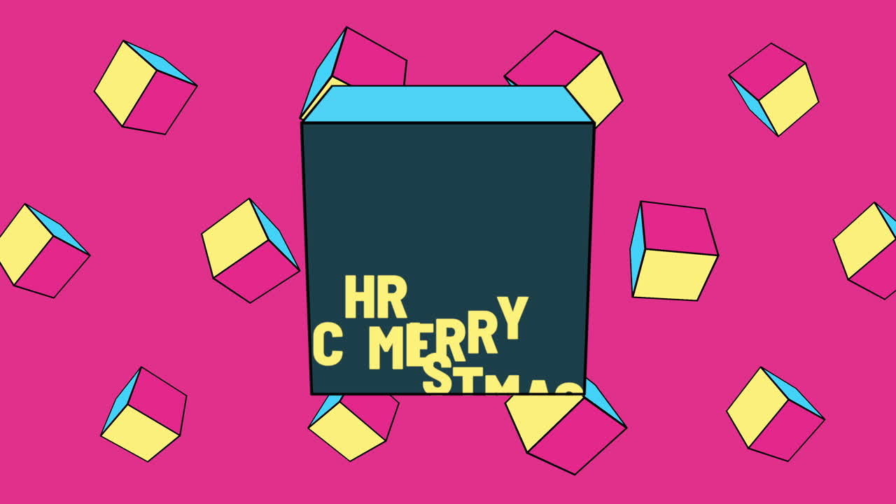 Premium stock video - Merry christmas with geometric cubes pattern