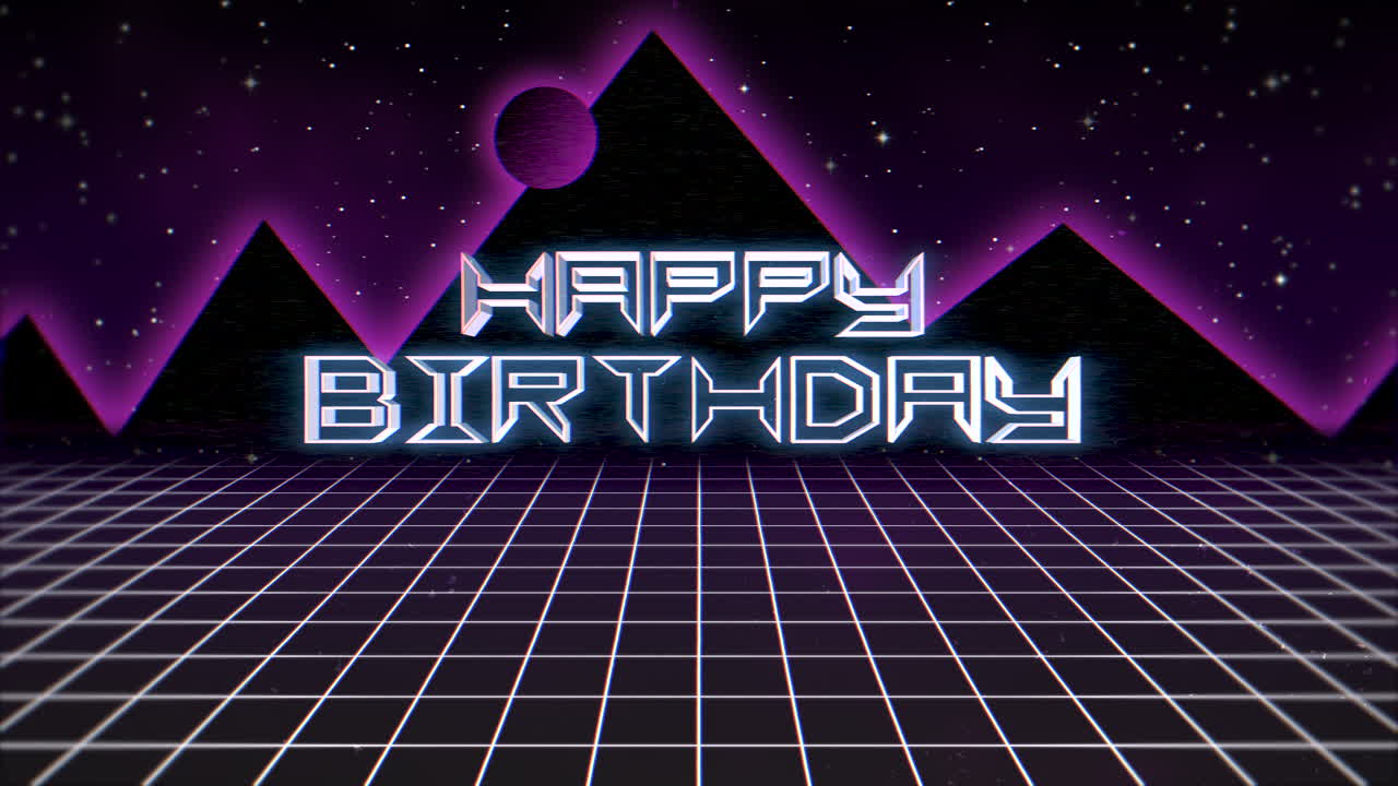 Premium stock video - Happy birthday with mountain and moon in night in ...