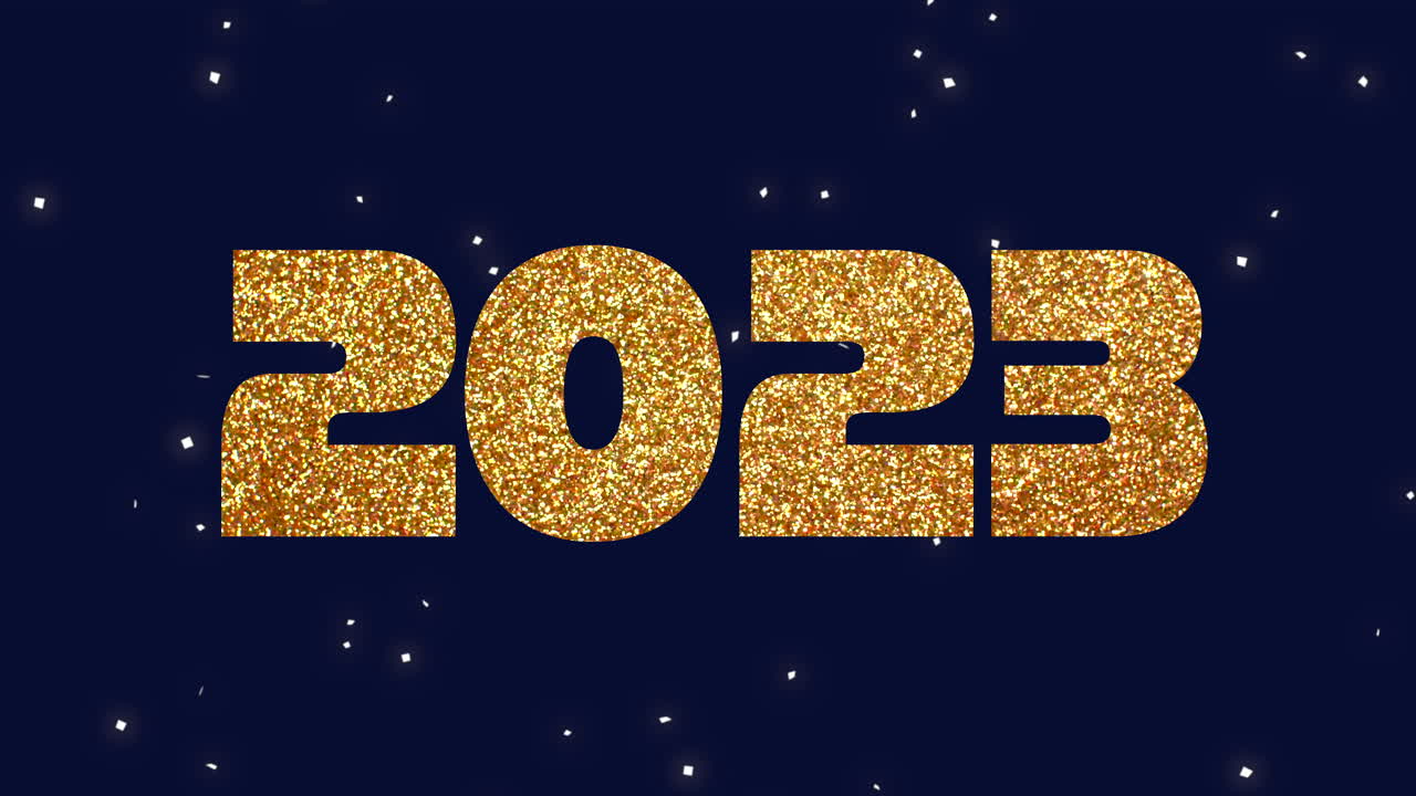 Premium stock video - 2023 years with silver glitters in blue sky