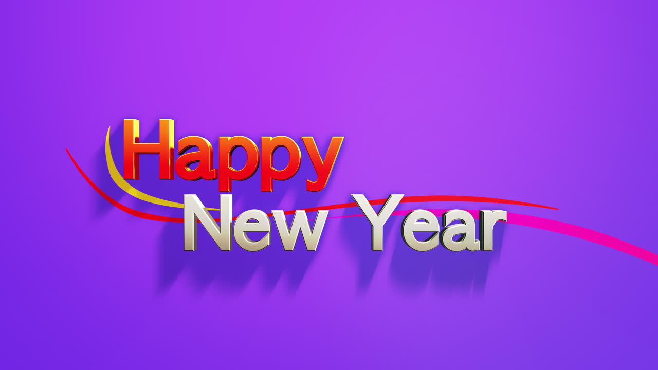 Premium stock video - Colorful happy new year text on purple gradient ...