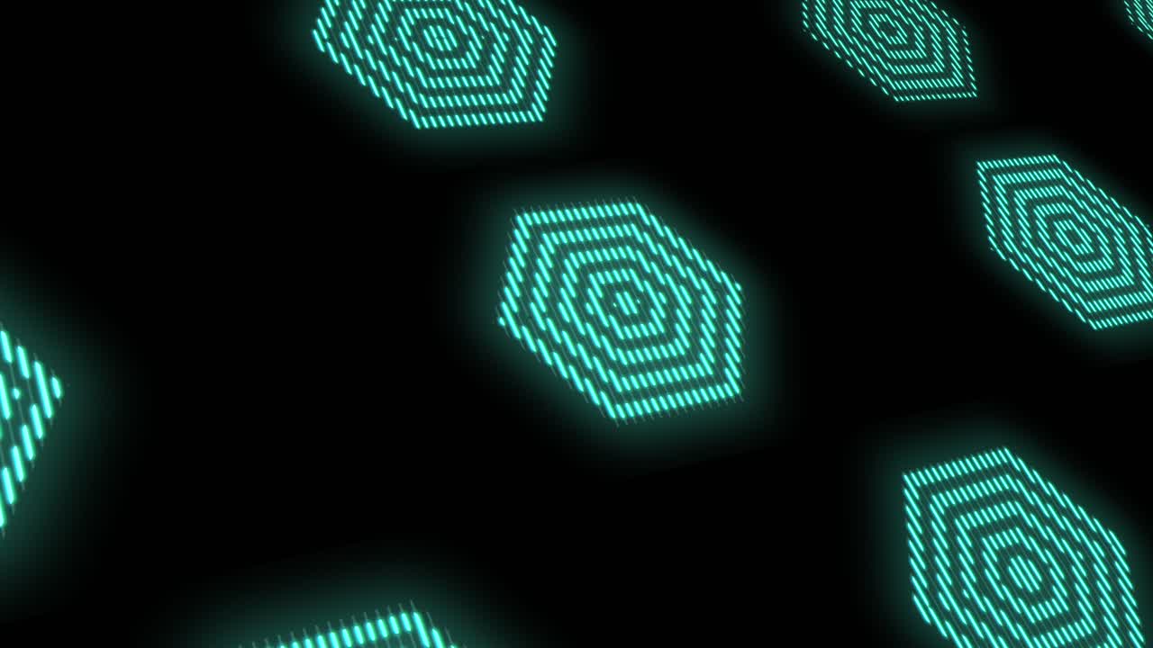 Premium stock video - Pulsing neon hexagons pattern with led light in casino style