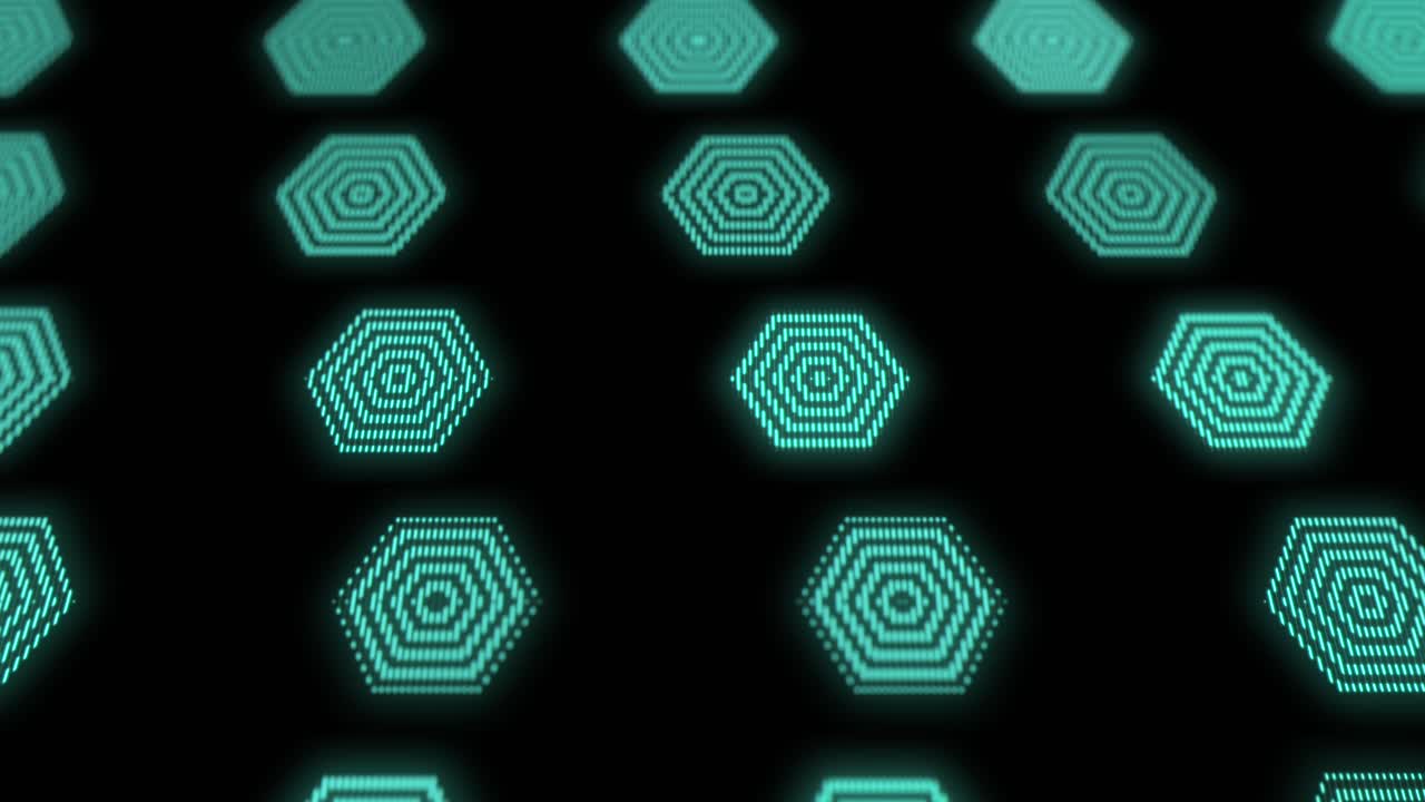 Premium stock video - Hexagons pattern with pulsing neon green led light 5
