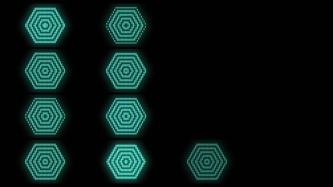 Premium stock video - Pulsing neon green hexagons pattern in rows 7 Premium stock video - Pulsing neon green hexagons pattern in rows 7