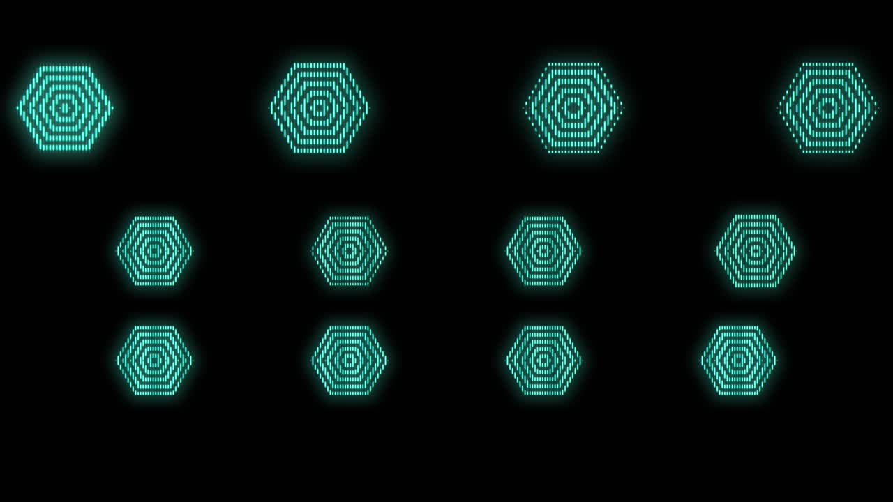 Premium stock video - Hexagons pattern with pulsing neon green led light 7
