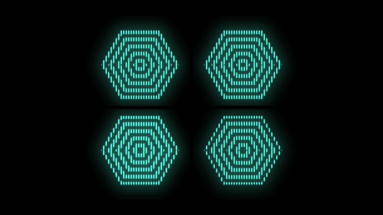 Premium stock video - Hexagons pattern with pulsing neon green led light 11