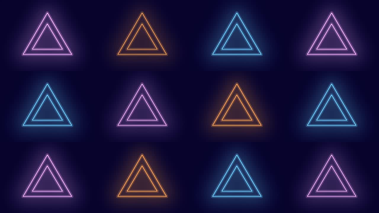 Premium stock video - Triangles pattern with pulsing neon led light