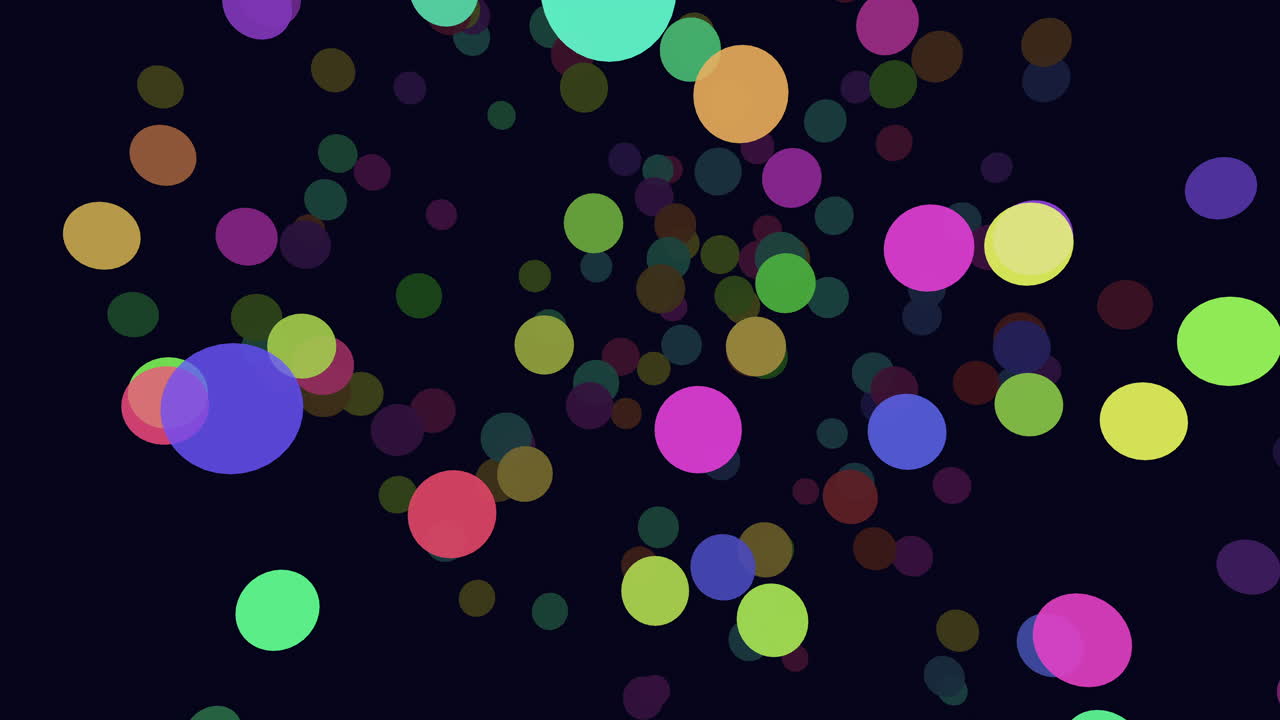 Premium stock video - Flying colorful neon dots on black gradient