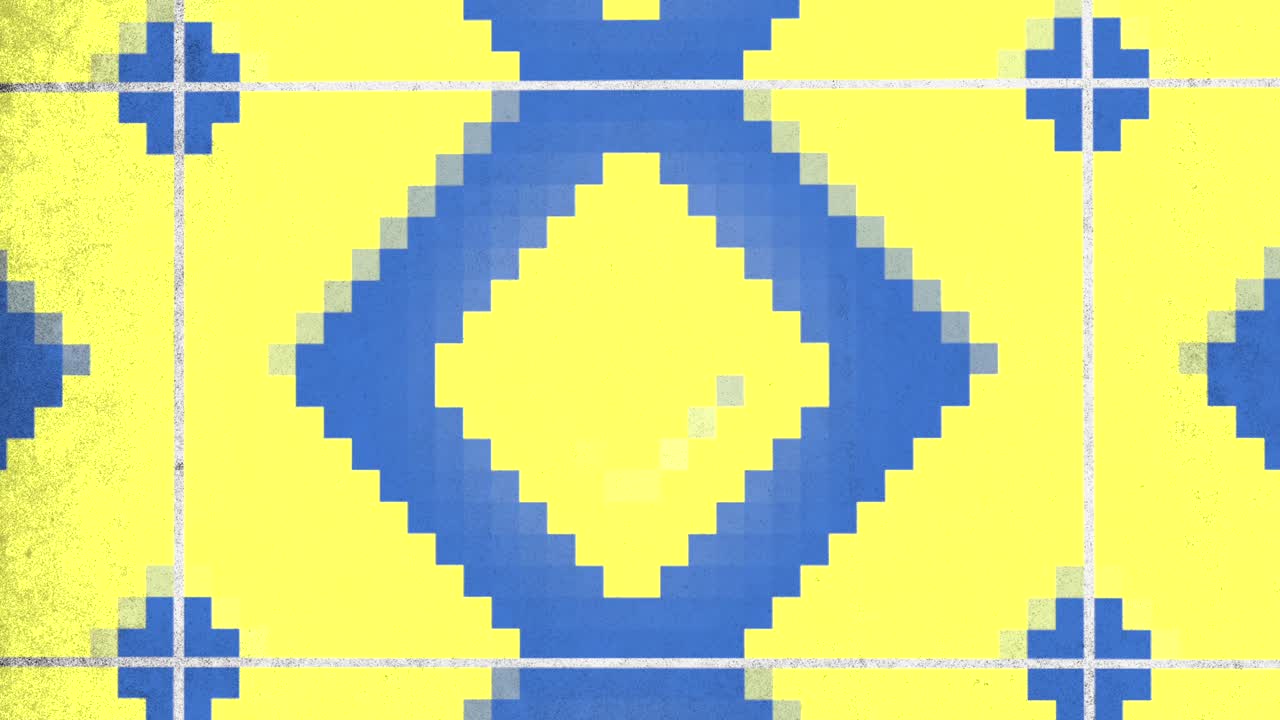 Premium stock video - Yellow and blue blocks pattern in 8 bit of ...