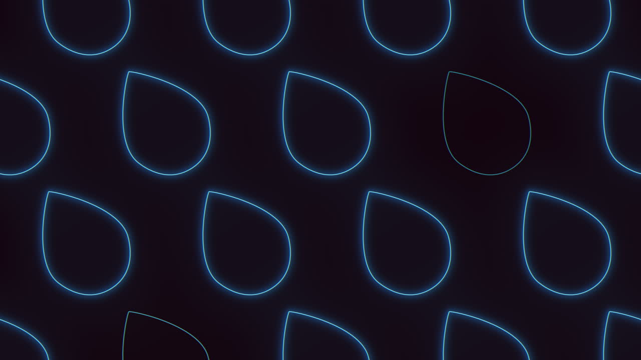 Premium stock video - Blue neon drops water pattern on black gradient