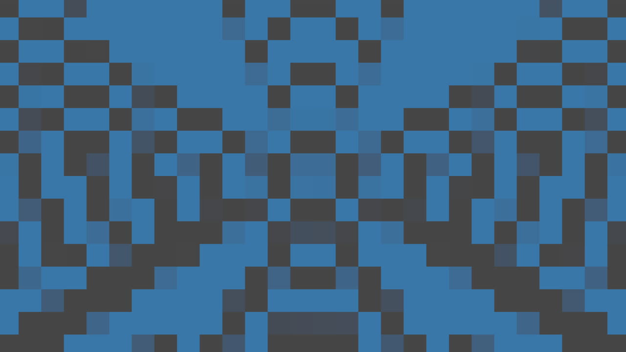 Premium stock video - Blue pixels in 8 bit pattern on black gradient