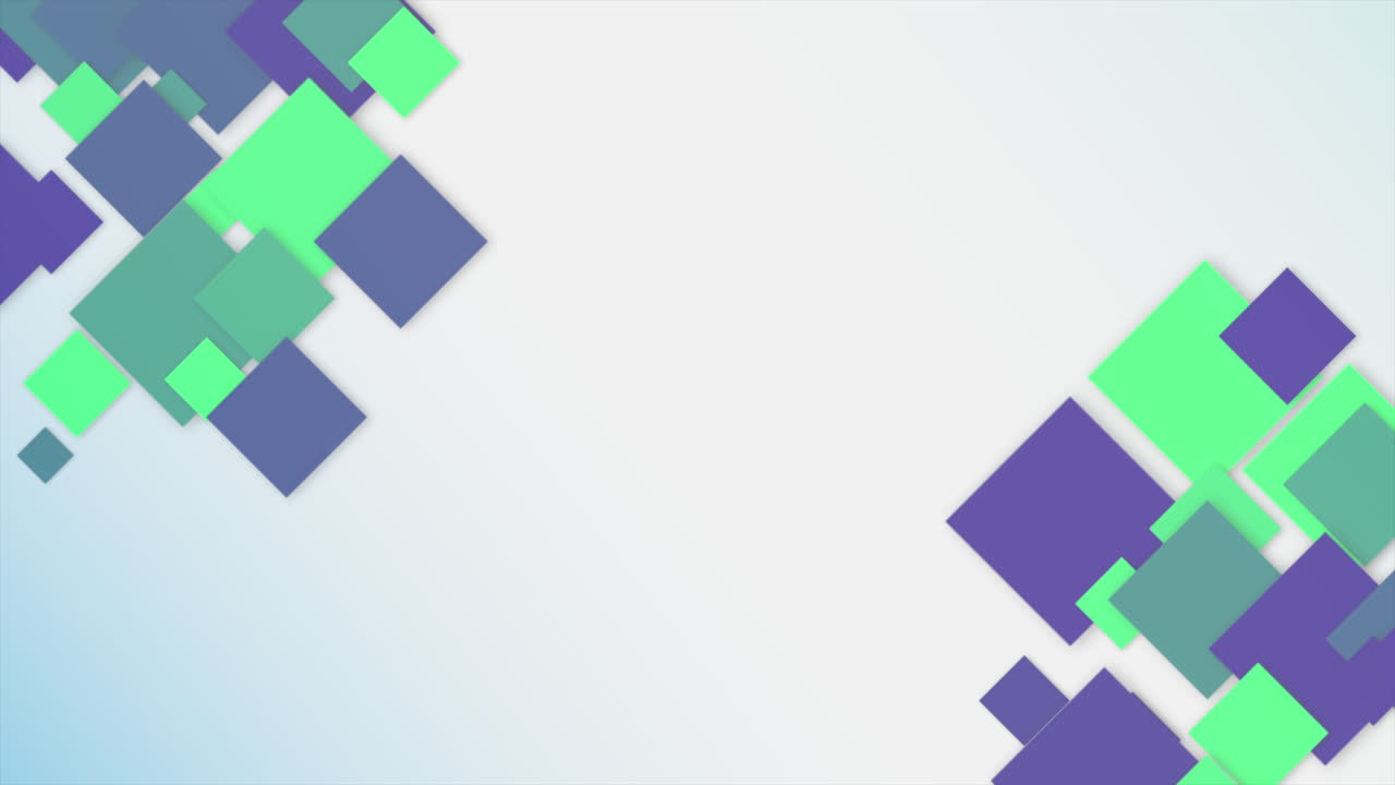 Premium stock video - Green and blue cubes pattern on white gradient