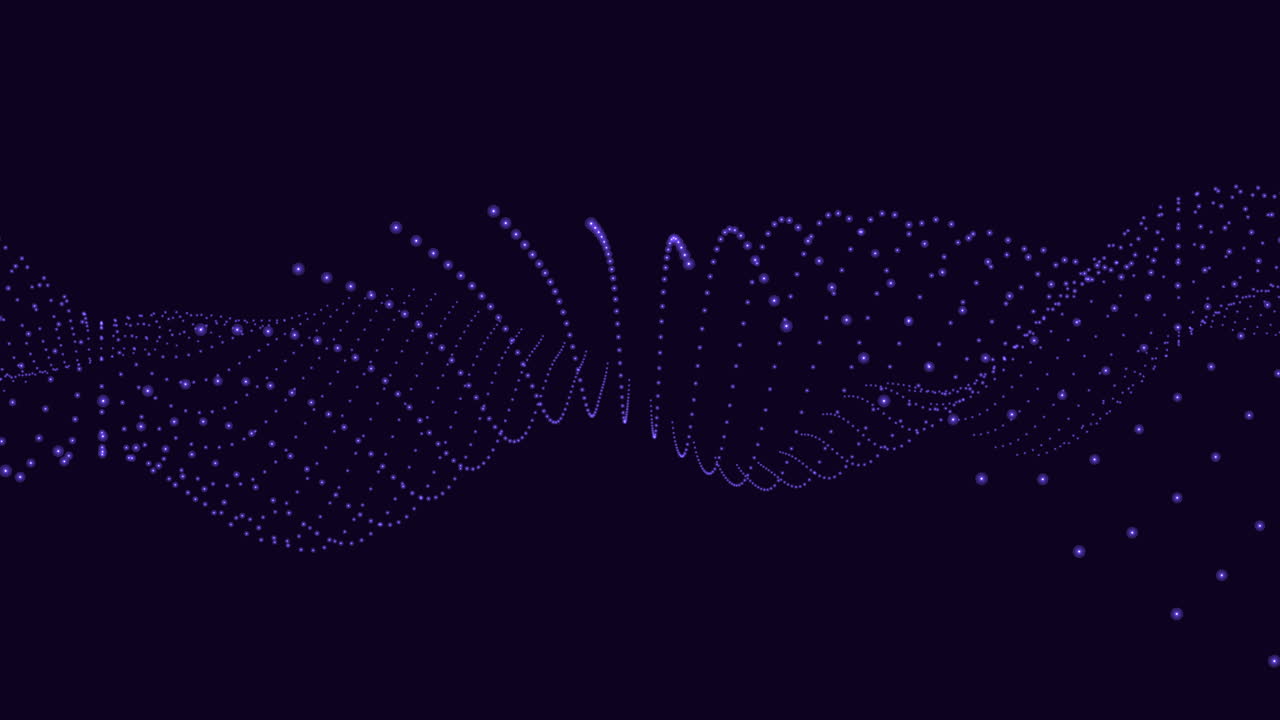 Premium stock video - Neon abstract audio waves pattern on black gradient