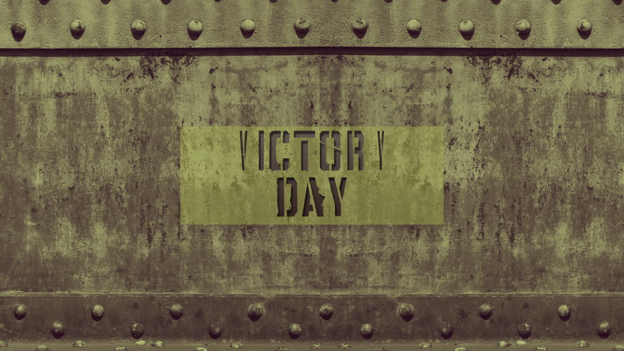 Premium stock video - Victory day on steel military background