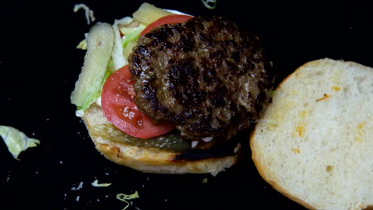 Premium stock video - Burger preparation steps