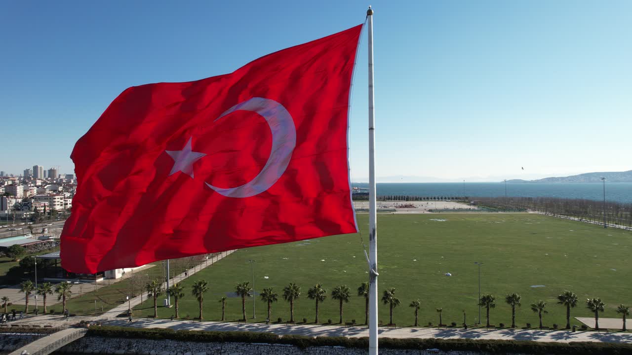 Premium stock video - Hanging turkish flag