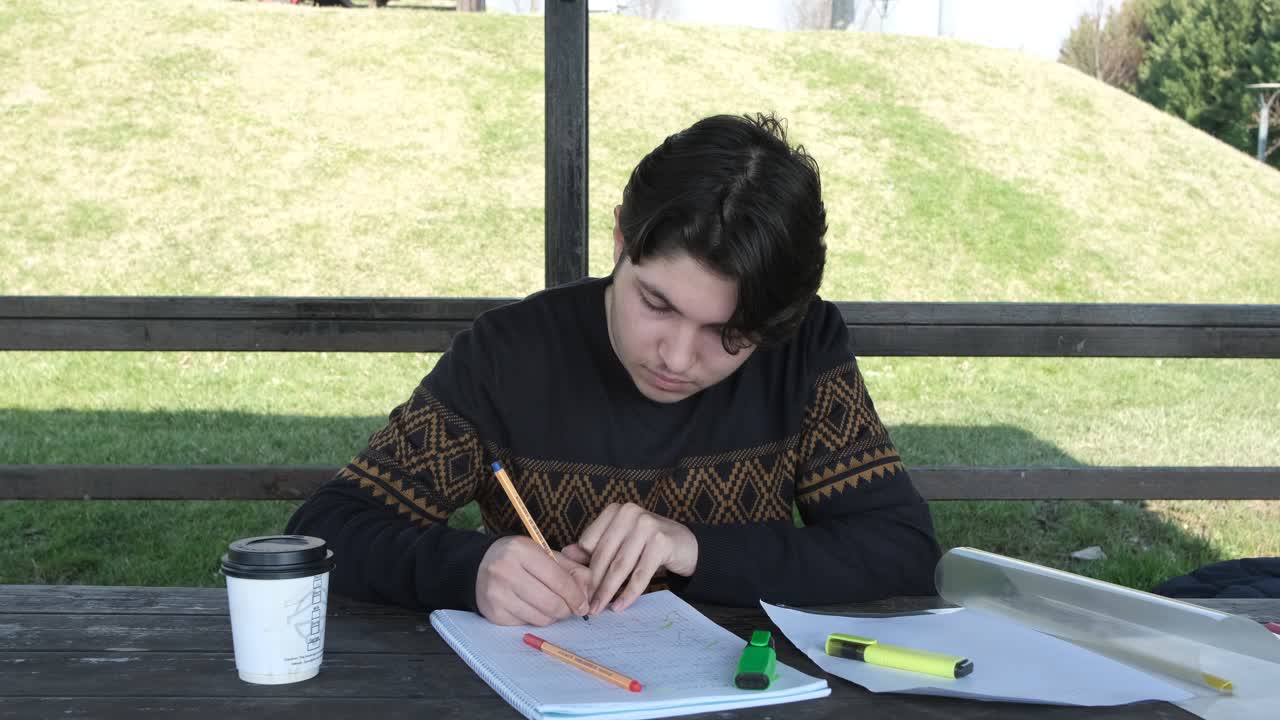 Premium stock video - Doing homework on arbour