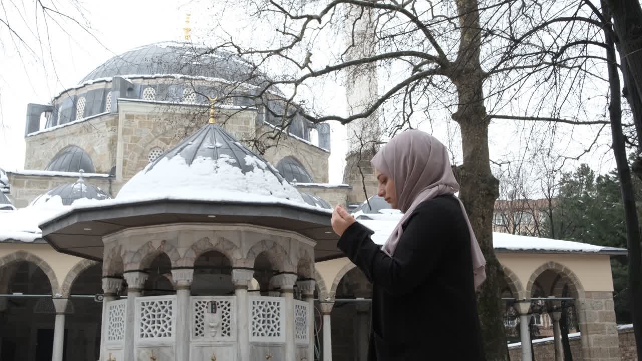 Premium stock video - Islamic praying front mosque