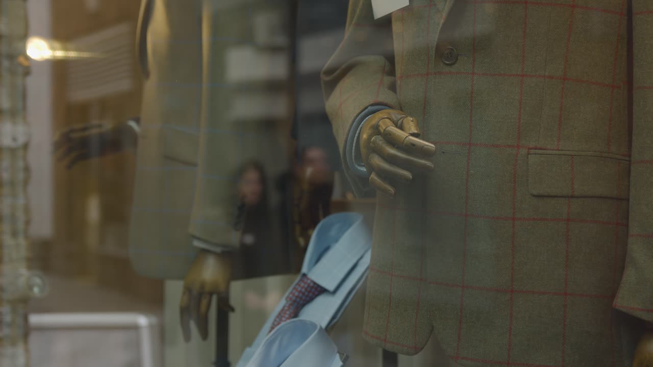 Free stock video - Close up of window display in gents tailors shop on ...