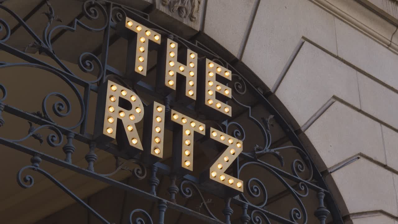 Free stock video - Close up of sign outside the ritz hotel on ...