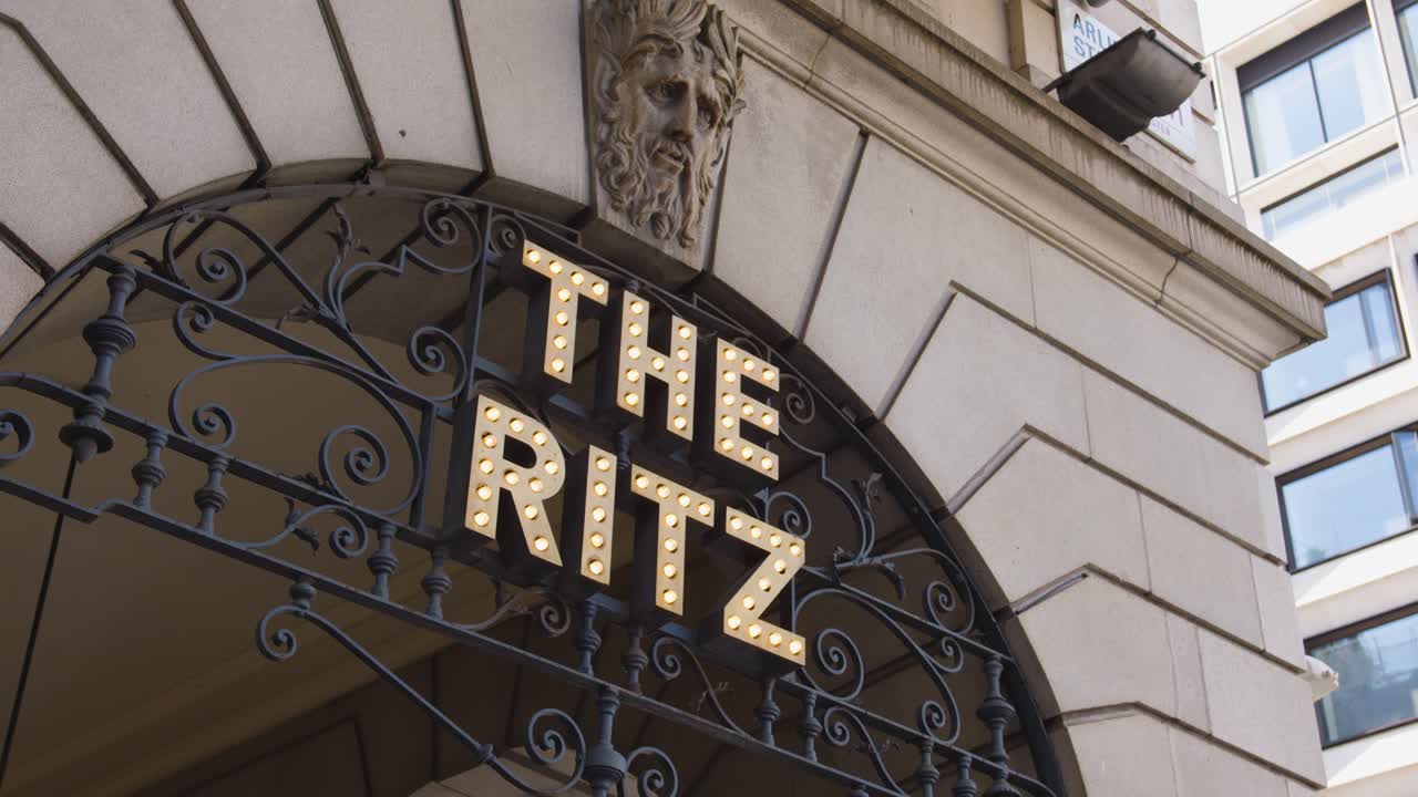 Free stock video - Close up of sign outside the ritz hotel on ...