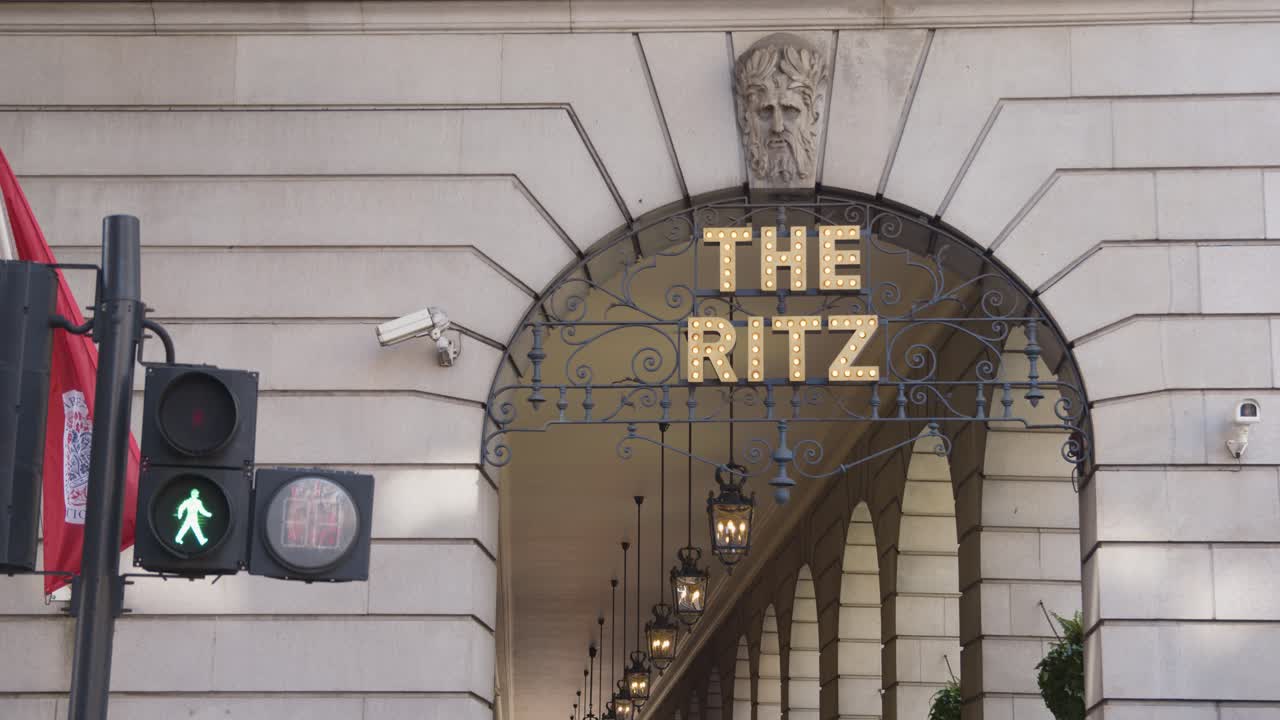 Free stock video - Close up of sign outside the ritz hotel on ...