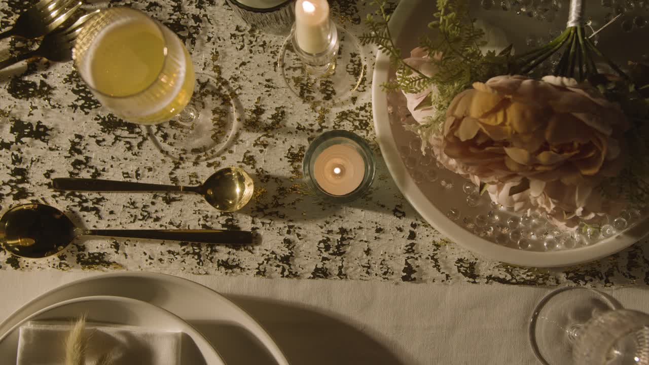 Free stock video - Overhead shot of table set for meal at wedding ...