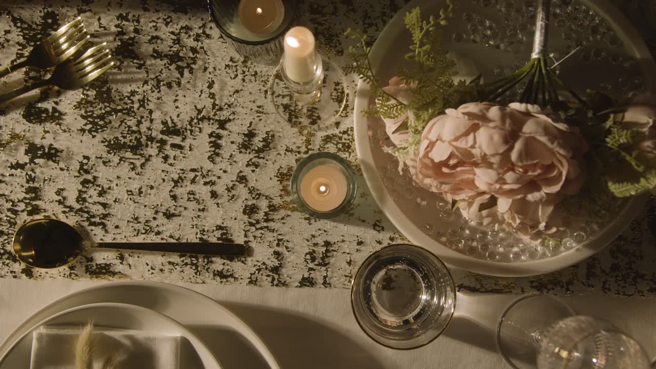 Free stock video - Overhead shot of table set for meal at wedding ...