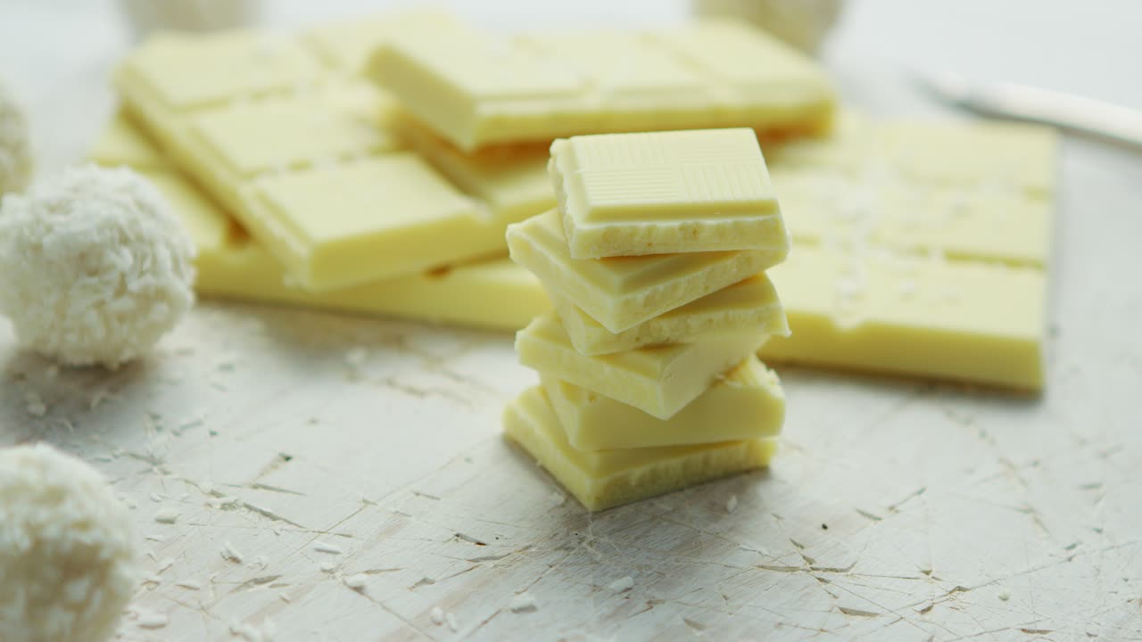 Premium stock video - White chocolate and sweets
