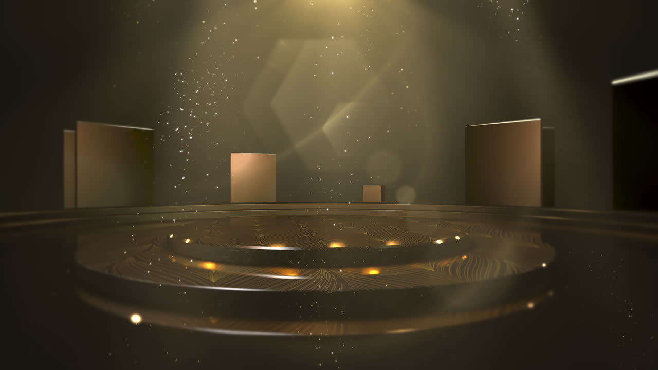 Premium stock video - Motion gold lights and stage 3